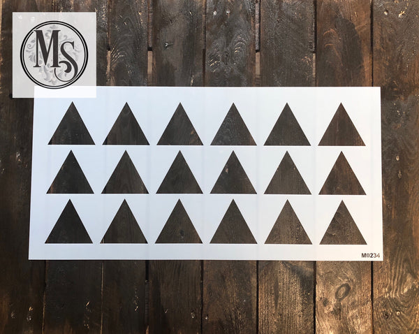 M0234 Triangle pattern stencil - 3" triangles – Muddaritaville Studio