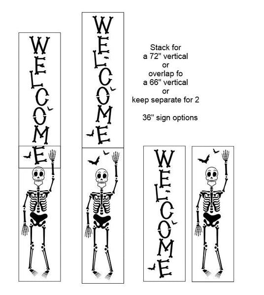 S0860 Welcome - Skeleton Vertical Sign – Muddaritaville Studio